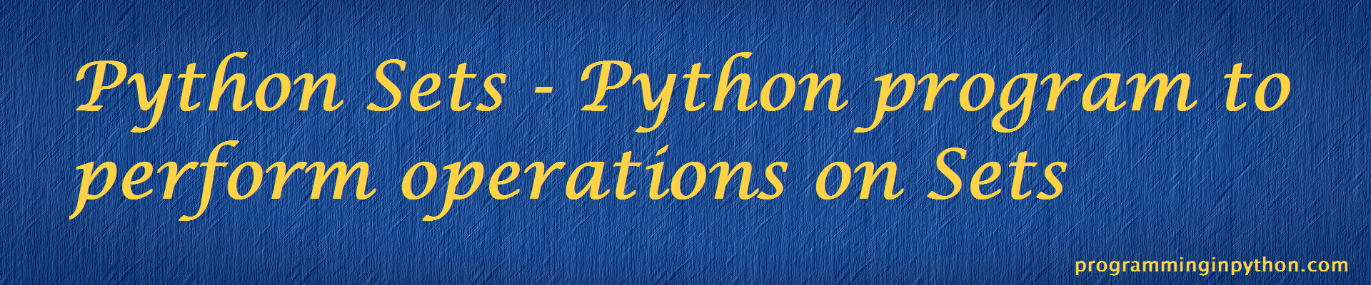 Set Operations In Python Programming In Python